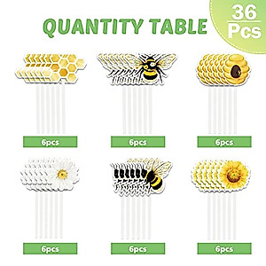 Bee Party Cupcake Topper - 36 PCS Bumble Bee Party Decorations for Kids Girls Birthday Baby Shower Honey Bee Themed Party Supplies Cake Decor