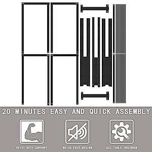 XINXINYAN 16 Inch Queen Bed Frame, No Box Spring Needed, Heavy Duty Metal Platform Queen Size Bed Frame, Strong Steel Slats Support, Noise Free, Easy Assembly, Black