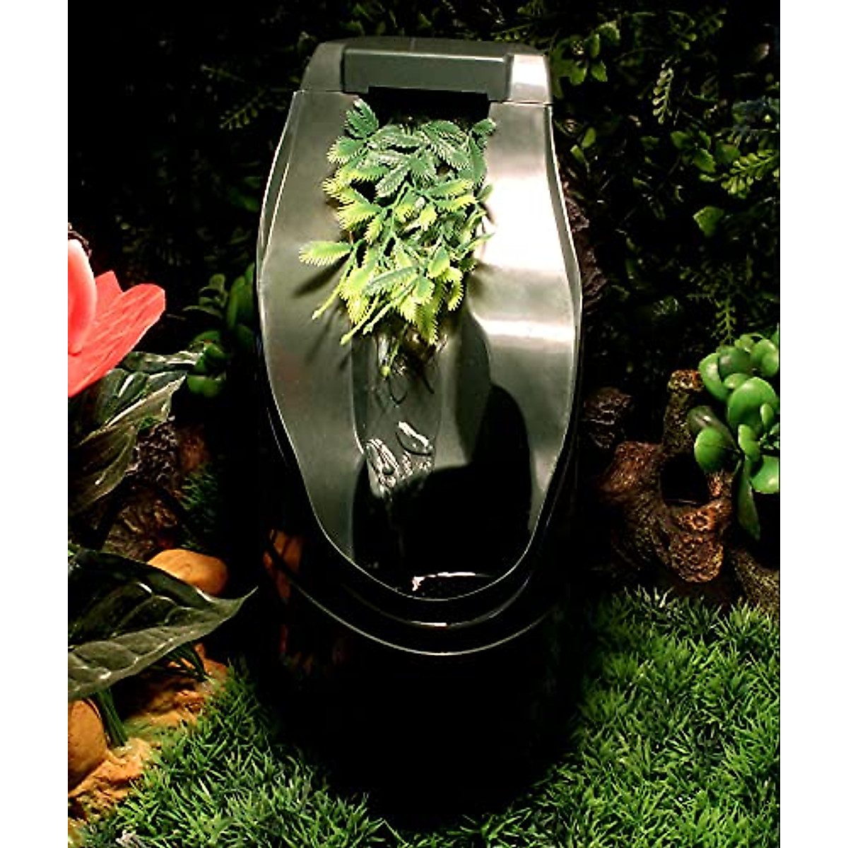 LinaLife Reptile Chameleon Cantina Drinking Fountain Water Dripper Comes with Feeding Tongs Frosted Tweezer with Extra Pump for Lizard Turtle Snake Spider Frog Gecko Simulated Waterfall