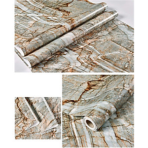 Faux Glossy Marble Countertop Self Adhesive Vinyl Film Peel and Stick Granite Shelf Liner Wallpaper for Kitchen Bathroom Countertop Cabinets Walls Table Furniture Sticker 24 x117 Inches