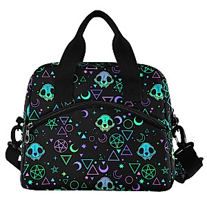 MNSRUU Insulated Lunch Bag Magic Skulls Lunch Bag Women Lunch Tote Men Lunch Cooler Bag Reusable Leakproof Lunch Box For Work School