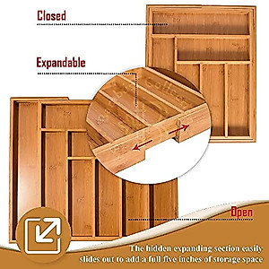 Bamboo In-Drawer Knife Block and Expandable Kitchen Drawer Organize