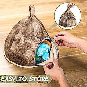 PASSIONFRUIT Stuffed Toy Dinosaur Animal Set – Set of 5 Dino Stuff Toy for Toddlers – with Volcano Zipper Carry Bag – Bright & Vibrant Plush Toy Set – Stuffed Dinosaur Toy for Kids –Easy to Carry