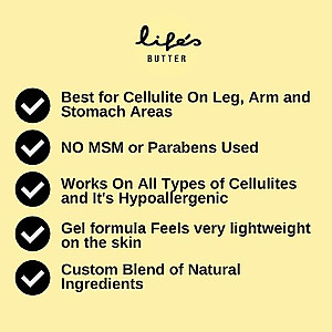 Life’s Butter Anti-Cellulite Cream with Coenzyme Q10, L-Carnitine and Coconut Oil | Skin Smoothening Natural Product | Skin Firming Lotion Cellulite Remover Treatment | 6 fl oz