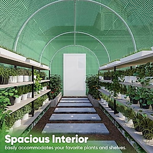 Quictent 12x6.6x6.6 FT Walk-in Greenhouse for Outdoors, Heavy Duty Large Garden High Tunnel Green House, Portable Winter Hot House with PE Cover Zipper Screen Door & 6 Screen Windows, Green