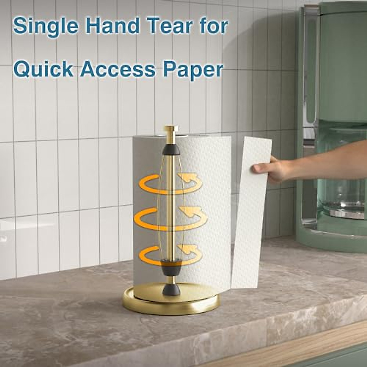Swaitee Paper Towel Holder Countertop, Stainless Steel Gold Paper Towel Holder