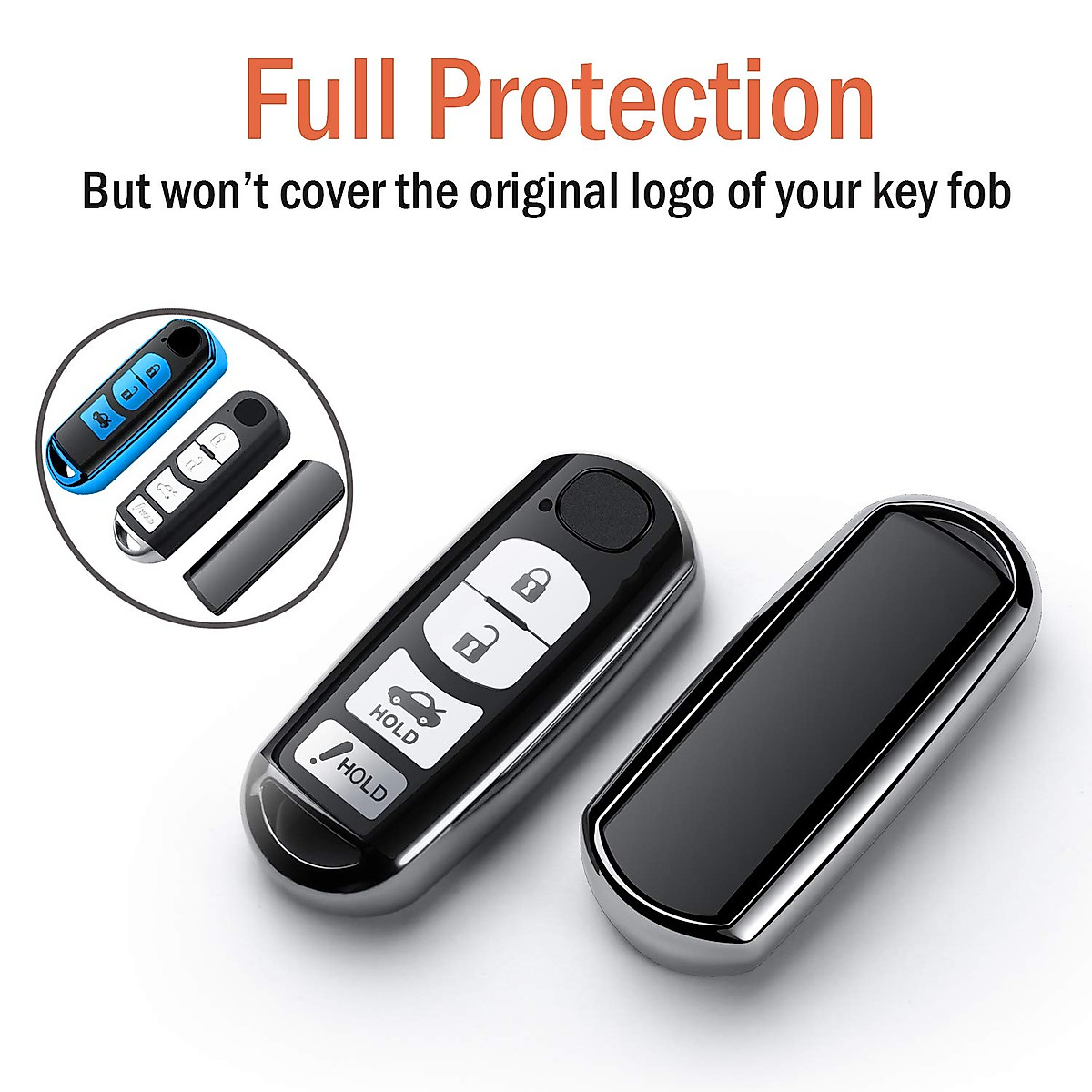 COMPONALL for Mazda Key Fob Cover, Key Fob Case for Mazda 3 6 8 Miata MX-5 CX-3 CX-5 CX-7 CX-9 4-Buttons Premium Soft TPU Full Cover Protection Smart Remote Keyless Key Fob Shell, Rose Gold