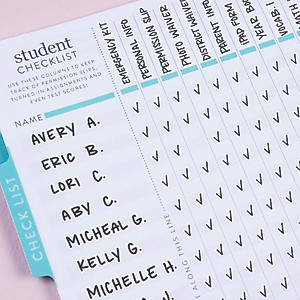 Erin Condren 7x9 Teacher Record Book, Communication Logs and Student Checklists Layouts With Lined and Graph Sections for Writing and Note Taking, Platinum Coiled, Rainbow Heart Cover