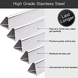 Criditpid 24.5" 7540 Flavorizer Bars Compatible for Weber 7539, Genesis 300 Series, E310, E320, S310, S320 Grills with Side-Controls, 5-Pack Stainless Steel Flavor Bars Parts for Weber Genesis 300