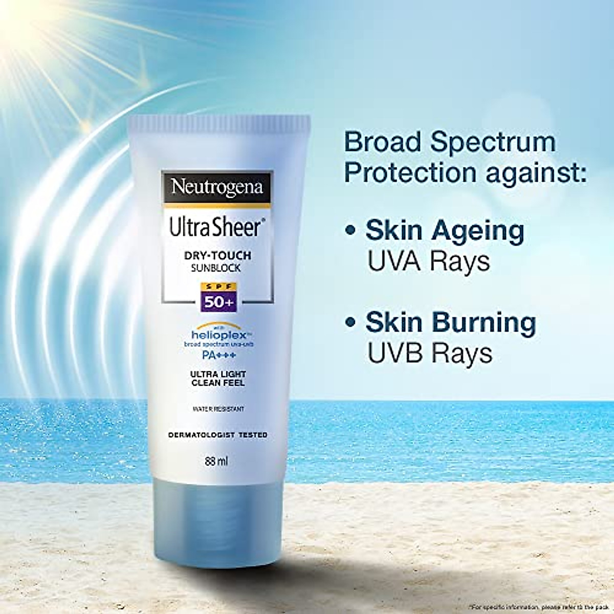 Neutrogena Ultra Sheer Dry-Touch Sunscreen Lotion, Broad Spectrum SPF 55 UVA/UVB Protection, Light, Water Resistant, Non-Comedogenic & Non-Greasy, Travel Size, 3 fl. Oz