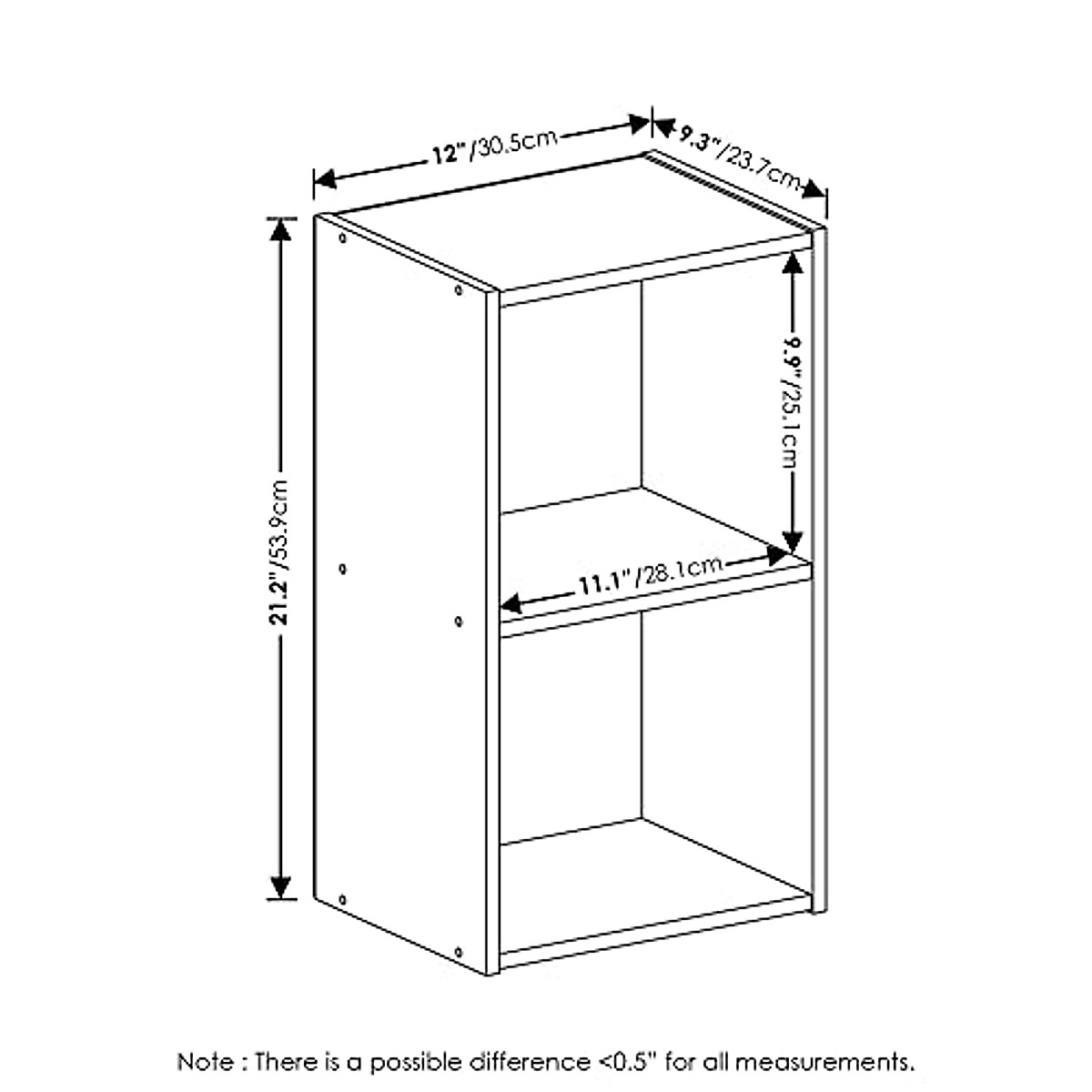 Furinno Luder Bookcase / Book / Storage, 2-Tier Cube, White
