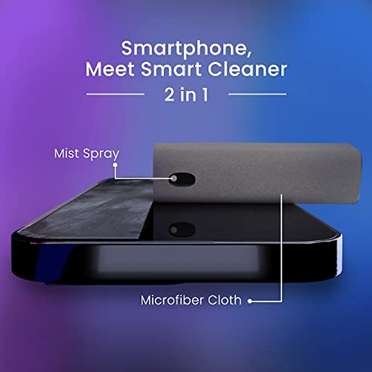 EVEO Screen Cleaner Spray -Phone Screen Cleaner, iPhone Cleaner, Computer Screen Cleaner Tool, Laptop Screen Cleaner, MacBook/iPad Screen Cleaner, Touchscreen Mist Cleaner Built-in Microfiber -Grey