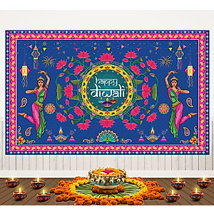 IndoTribe, Happy Diwali Banner - 72x44 Inch, Diwali Decorations for Home | Diwali Backdrop Decoration | Indian Decorations for Home | Indian Pooja Backdrop | Indian Decorations for Home