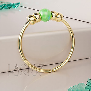 LAOPAZ Nose Ring With Opal 24G, 14K Gold Filled Nose Ring Hoop Green Opal, tiny nose piercing, beaded nose ring 7mm…