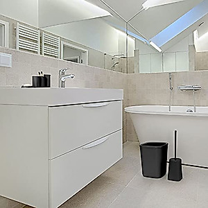 IMAVO Bathroom Accessories Set,6-Piece Bathroom Gift Set,Toothbrush Holder,Toothbrush Cup,Soap Dispenser,Soap Dish,Toilet Brush Holder,Trash Can,Tumbler Bathroom Accessory Set Complete,Black