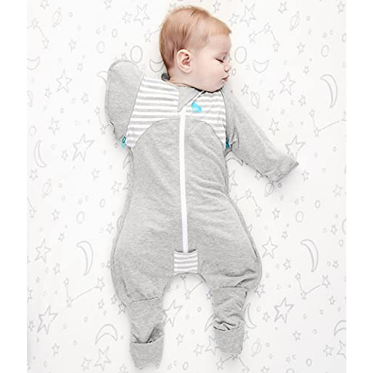Love to Dream Swaddle UP Transition Suit, Gray, Medium, 13-19 lbs, Patented Zip-Off Wings and Unique Self-Soothing Sleeves, Safely Transition from Swaddled to Arms-Free Before Rolling Over