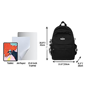 BILIPOPX Kawaii Backpack with Cute Accessories Aesthetic 15.6 Inch Laptop Backpack Pendant (Black)