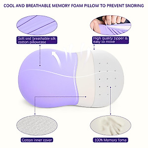 KEEPMOV Memory Foam Pillows - Cervical Neck Pillows for Pain Relief, Ergonomic Contour Pillow for Side Back Stomach Sleepers (Purple)