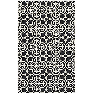 SAFAVIEH Cambridge Collection 5' x 8' Black/Ivory CAM133E Handmade Moroccan Premium Wool Area Rug