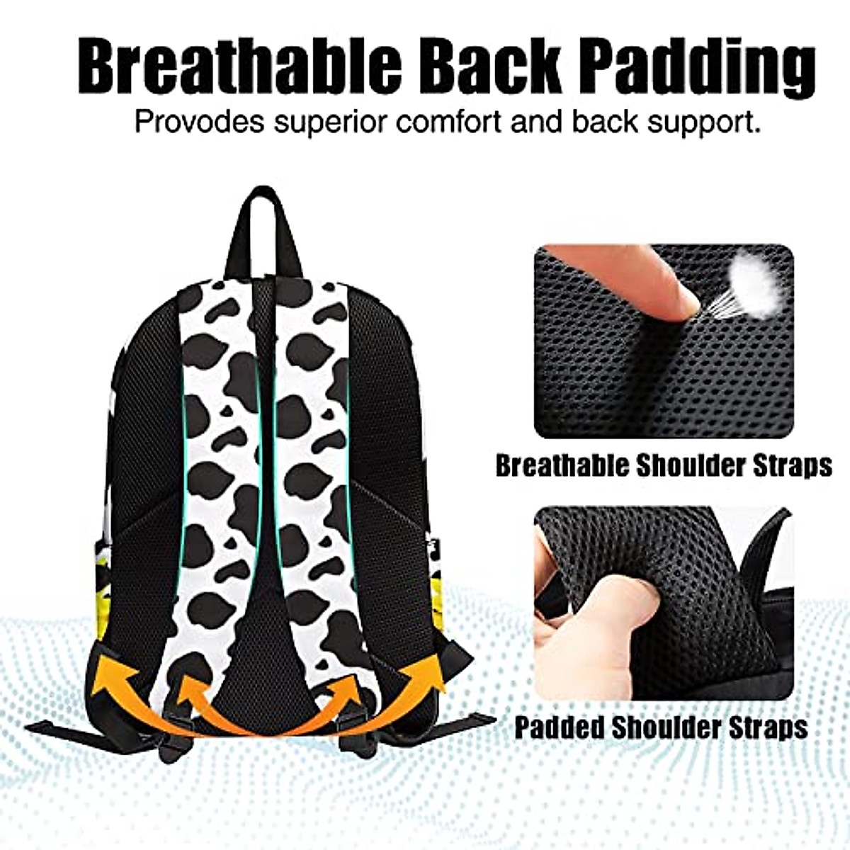 Not Today Heifer Backpack Durable Lightweight School Bag with Adjustable Strap, Classic Cow Print Backpack for Girl Boy Teen or Women, Casual Daypack for Travel/School/Library, Sunflower Cow Pattern