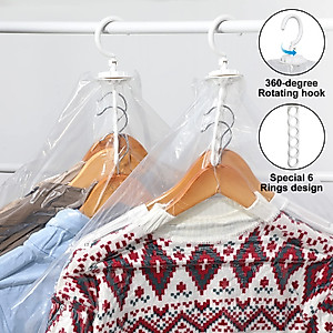 Shappy 10 Pcs Hanging Vacuum Storage Bags for Space Clothes Seal Saver with 1 Hand Pump, 5 Long 53'' x 27.6'', Short 43.3'' 27.6'' Clear Suits Dress Jackets Coat Closet Organizer