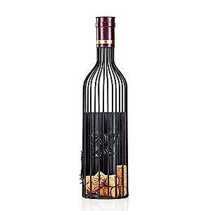 Aayla Wine Cork Holder - Wine Time Cork Storage, Black and Antique Gold Purple, Unique Gift for Wine Lovers (Wire Wine Shape, Holds Approximately 55 Corks)