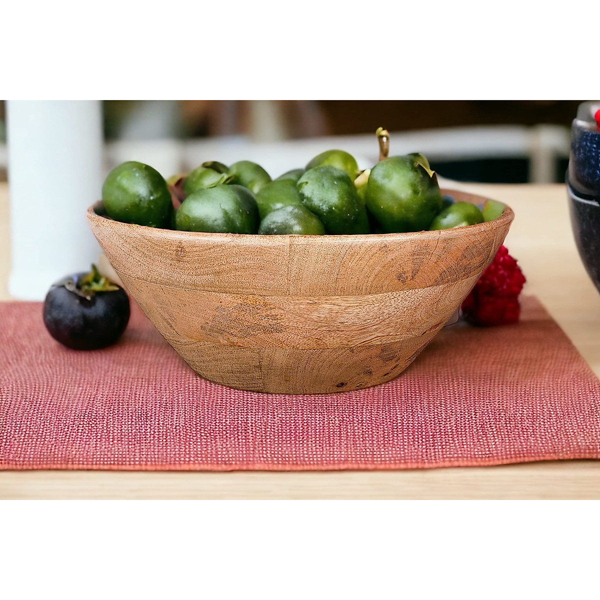 Alpha Living Home Wooden Bowl, Serving Bowl - Crafts Serve for Fruit's, Salads, Popcorn, Salad Spinner, Pasta, Soup, and Fruit - Bowls Looks Absolute Beautiful With Your Kitchen - 12 Inch Bowl