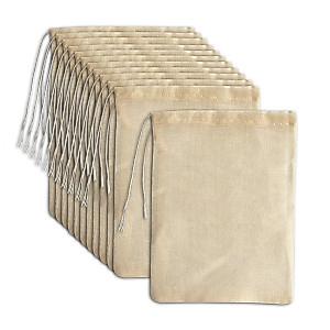 kingleder 12Pack Reusable Drawstring Cotton Soup Bags, Straining Herbs Cheesecloth Bags, Coffee Tea Brew Bags, Soup Gravy Broth Stew Bags, Bone Broth Brew Bags(4''x6'')