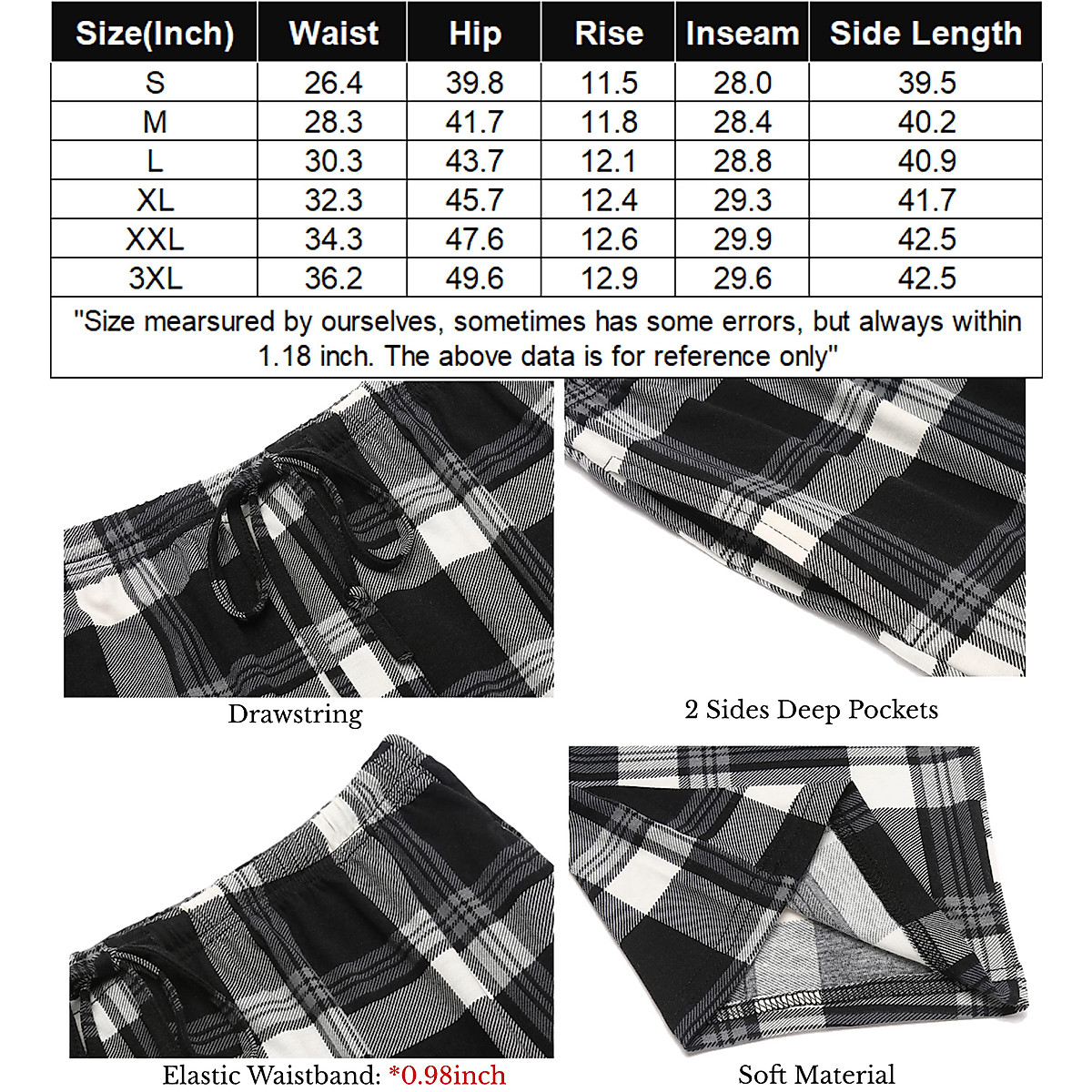 Ekouaer Womens 2 Pack Lounge Pants Comfy Pajama Pants Plaid Pajama Bottoms with Pockets Drawstring Pj Bottoms