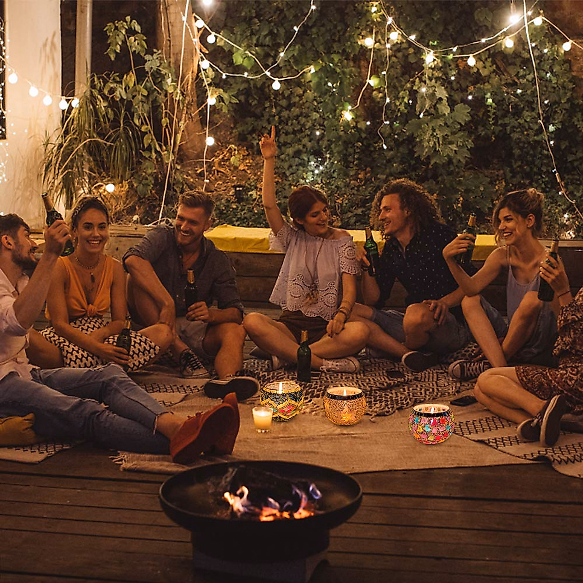 IIQ Votive Candle And Tealight Holders for Table, Handmade Stained Glass Beauties for Home Decor/Party Decorations