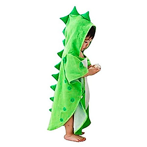 Maleroads Soft Cotton Baby Bath Towel Beach Towel Bathrobe for Kids 0-4 Years (Green Dinosaur, 21.545inch)