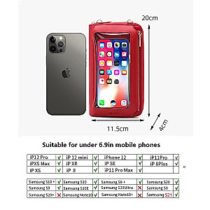 Touch Screen phone bag Purse crossbody bags wallets for women RFID Blocking Clutch bag Wrist bag handbag with Shoulder Strap Wristband