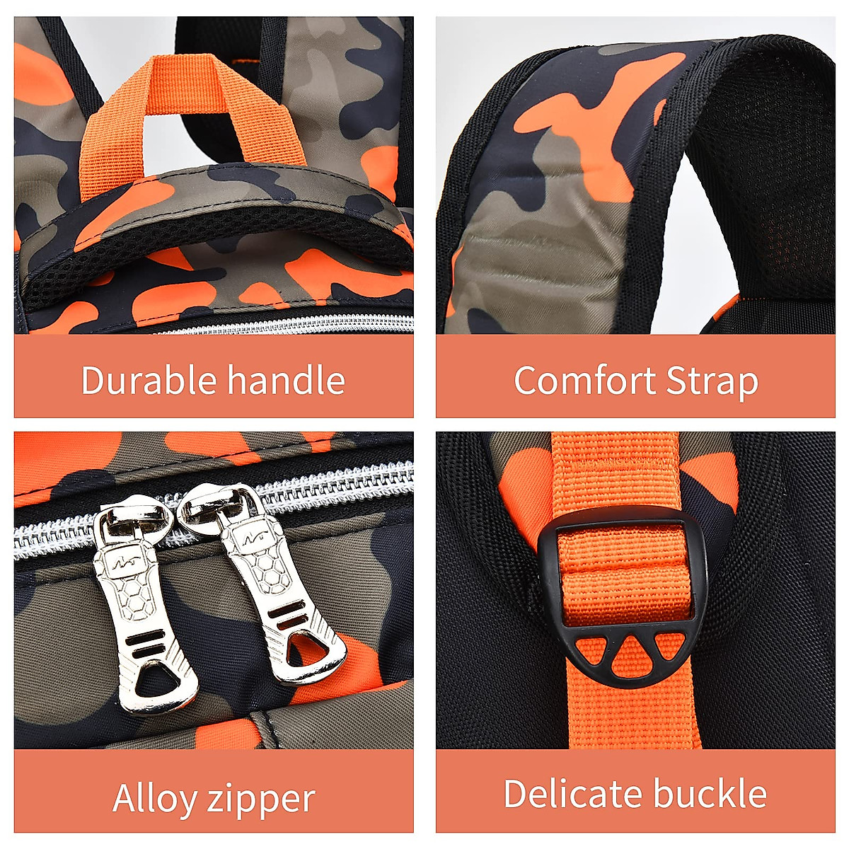 Yvechus School Backpack Casual Daypack Travel Outdoor Camouflage Backpack Christmas Presents for Boys and Girls (Camo Orange 2)