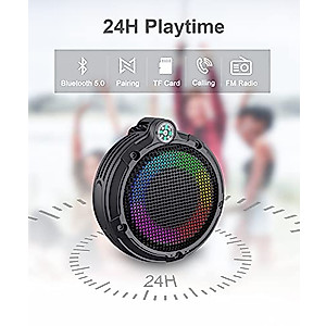 Ortizan Bluetooth Shower Speaker, IPX7 Waterproof Wireless Speaker with LED Light, 8W Loud Sound, 24H Playtime, Floating, Portable Mini Speakers for Kayak, Beach, Biking, Gifts for Men, Women