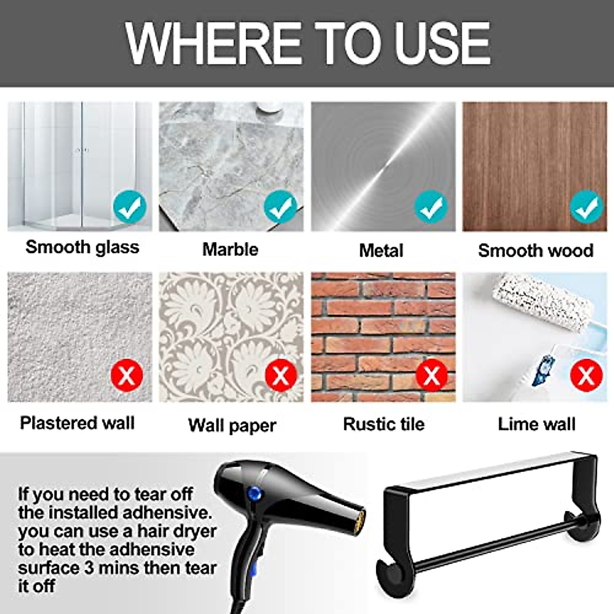 Carry360 Adhesive Paper Towel Holder Under Cabinet, Paper Towel Rack Stick On Wall for Kitchen Paper Towel Roll-304 Brush SUS Stainless Steel, No Drilling