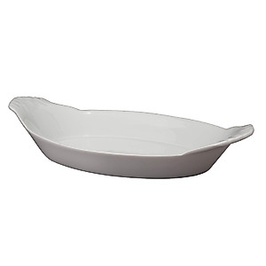 HIC Harold Import Co. Kitchen Oval Au Gratin Baking Dish Set, Fine White Porcelain, 10-Inch, Set of 4