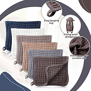 6 Pieces Large 20 x 10 Inch Muslin Multi-Colors Muslin Washcloths Burping Cloth Diapers 6 Absorbent Layers Face Towels for Baby (Simple Colors)