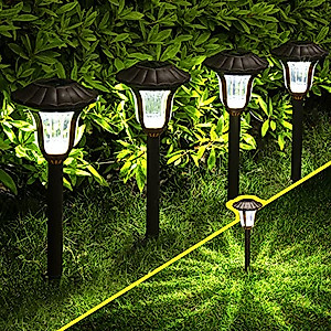 GIGALUMI Solar Pathway Lights, 8 Pack Bright Solar Garden Lights, Solar Powered Walkway Lights, Solar Lights Outdoor Waterproof Solar Path Lights for Yard, Patio, Driveway (Cold White)…