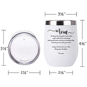 Mother of the Bride Gifts, Father of The Bride Gift, Wedding Gift for Parents from Bride - Today A Bride,Tomorrow A Wife, Forever Your Daughter, I Love You 12 OZ Insulated Wine Tumbler Cup with Lid