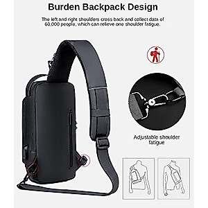 LELEBEAR Anti Theft Sling Bag, Usb Charging Sport Sling Anti-theft Shoulder Bag Waterproof Chest Bag (grey-brown)