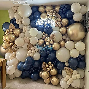 Navy Blue Balloon Garland Arch Kit,147Pcs Royal Blue Balloons Night Dark Blue Sand Chrome Gold Balloons Night Blue for Birthday Party Graduation Baby Shower Anniversary Celebration Party Decorations