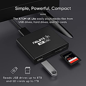 NEUMI Atom 4K Lite Ultra-HD Digital Media Player for USB Drives and SD Cards - Plays 4K/UHD Videos, HEVC/H.265, HDMI and Analog AV, Automatic Playback, Looping, Trigger Capability