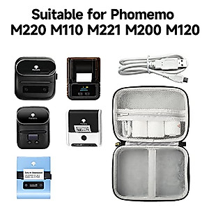 Phomemo Label Maker Case,Portable Case Compatible M220 M110 M221 M120 M200 Label Maker Printer, Holder Case for Label Maker Machine with Tape, with Mesh Pocket for Accessories (Case Only)