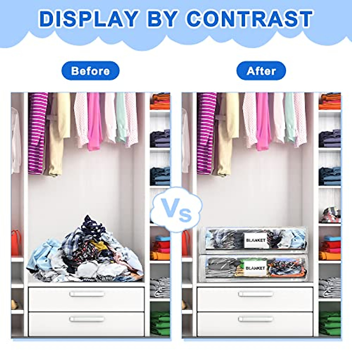 Set of 20 Clear Zippered Storage Bags Sheet Bags for Storage Sweater Storage Bags Zippered Cloth Bag with Handle Pocket for Bed Sheet Sweaters Blankets Throws Pillows Crafts, 11 x 15 x 4 Inch