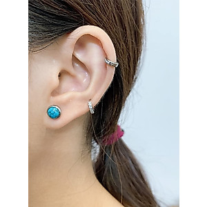 NewZenro Blue Turquoise 18g Cartilage Tiny Bead Ball Stud Earrings Dainty Flat Screw Back Stainless Steel Comfort Fit Tragus Helix Studs Minimalist Piercing Jewelry Gifts for Women Mom Wife Birthday