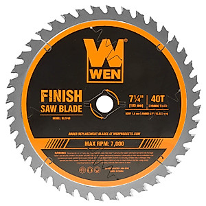 WEN BL0740 7.25-Inch 40-Tooth Carbide-Tipped Professional Finish Saw Blade for Miter Saws and Circular Saws