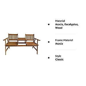 FDW Outdoor Patio Bench Wood Garden Bench Park Bench Acacia Wood for Pool Beach Backyard Balcony Porch Deck Garden Wooden Furniture, Natural Oiled