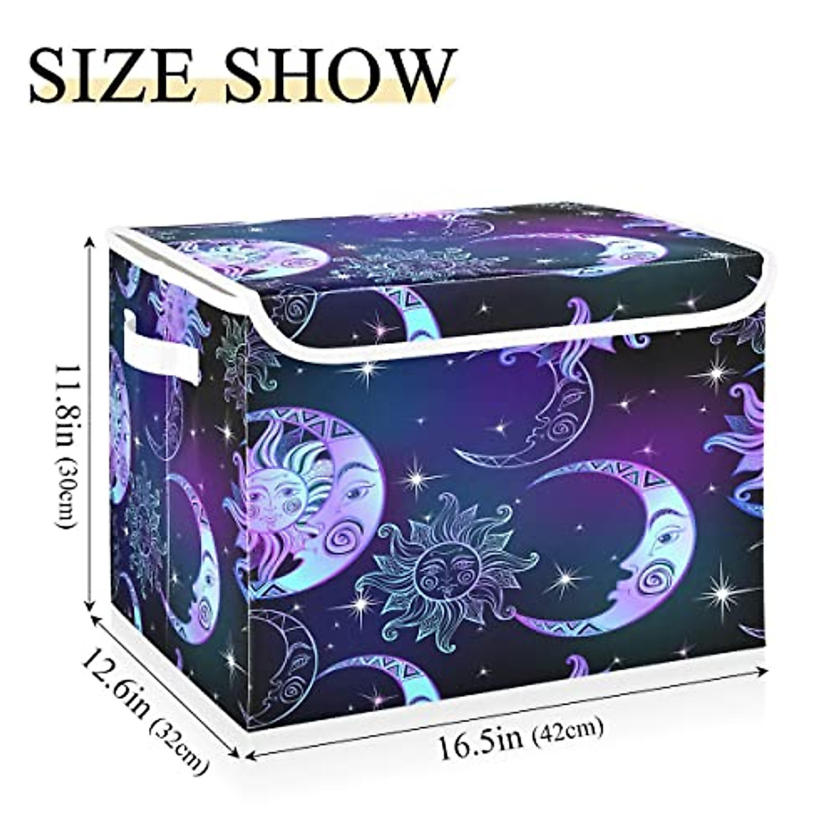 ALAZA Purple Moon Sun Star Storage Bins Box Collapsible Cubes Container Basket for Office Bedroom Home Decor Shelf Closet