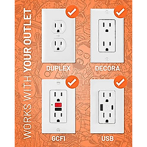 ECHOGEAR On-Wall Surge Protector with 6 Pivoting AC Outlets & 1080 Joules of Surge Protection - Low Profile Design Installs Over Existing Outlets to Protect Your Gear (White)