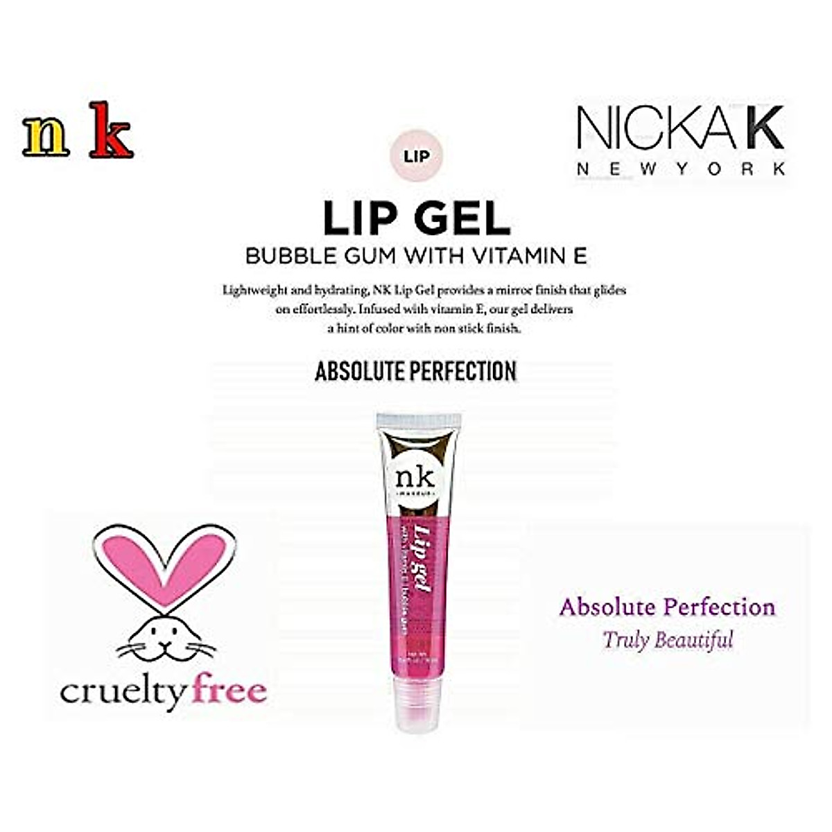 4 Pack Nicka K Lip Gel (CLEAR, STRAWBERRY, CHERRY, BUBBLE GUM)